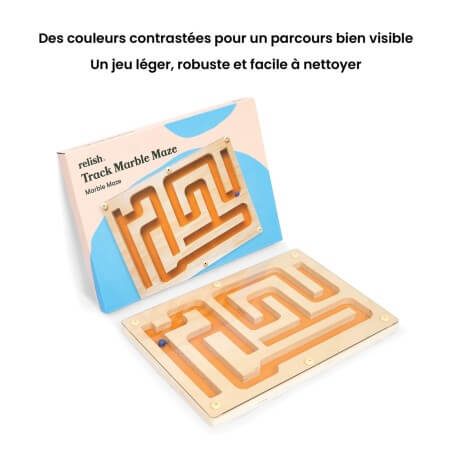 Tablette labyrinthe à bille - parcours simple - Jeu de billes en bois